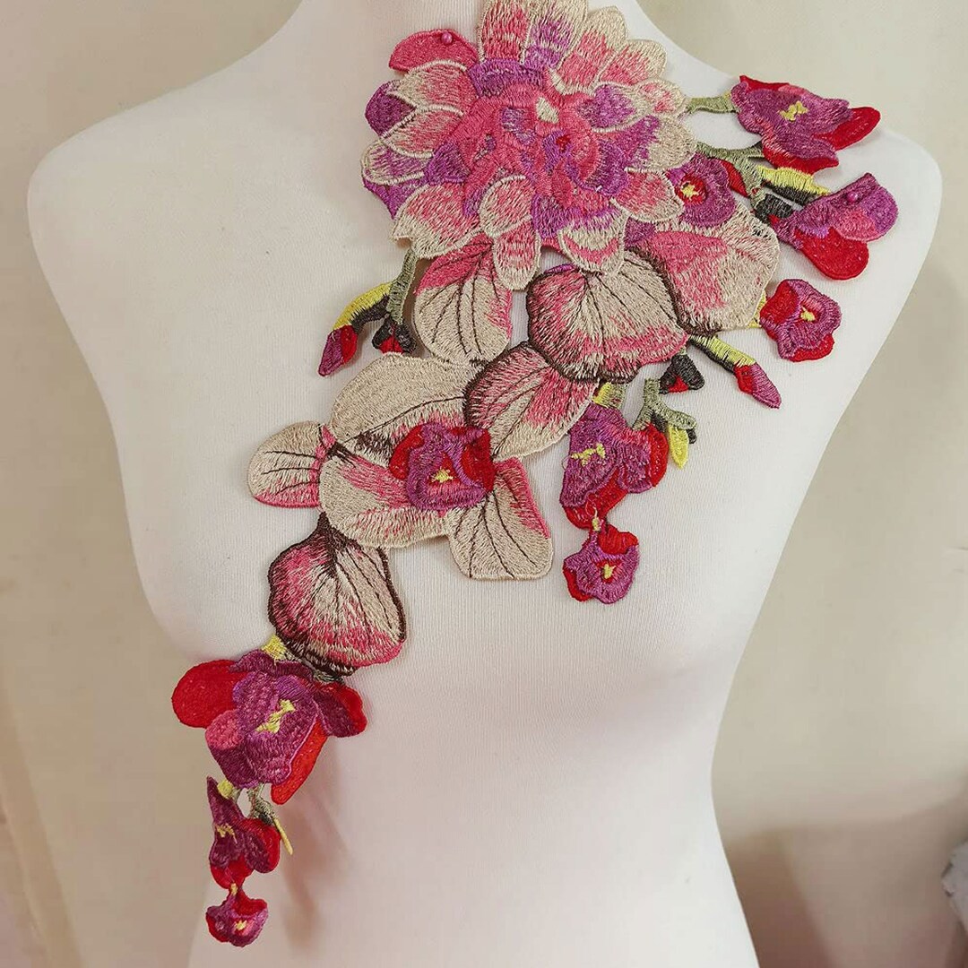 Floral Applique Colorful Flower Decorative Patches Floral Lace Motif ...