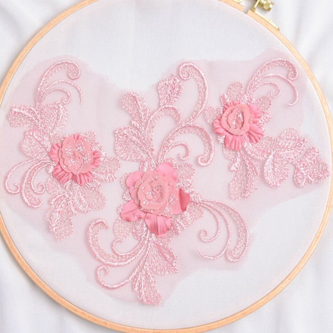 3D Flower Motif Bridal Lace Applique 3D Floral Lace Patches Flower Lace ...