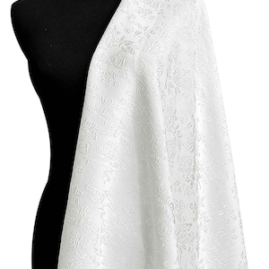White Brocade Floral Embroidery Emboss Jacquard Antique Embossed ...