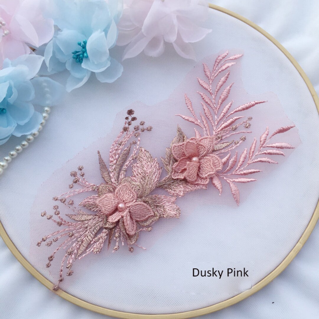 3D Floral Lace Patches With Bead Flower Applique 3D Flower Beaded Motif ...