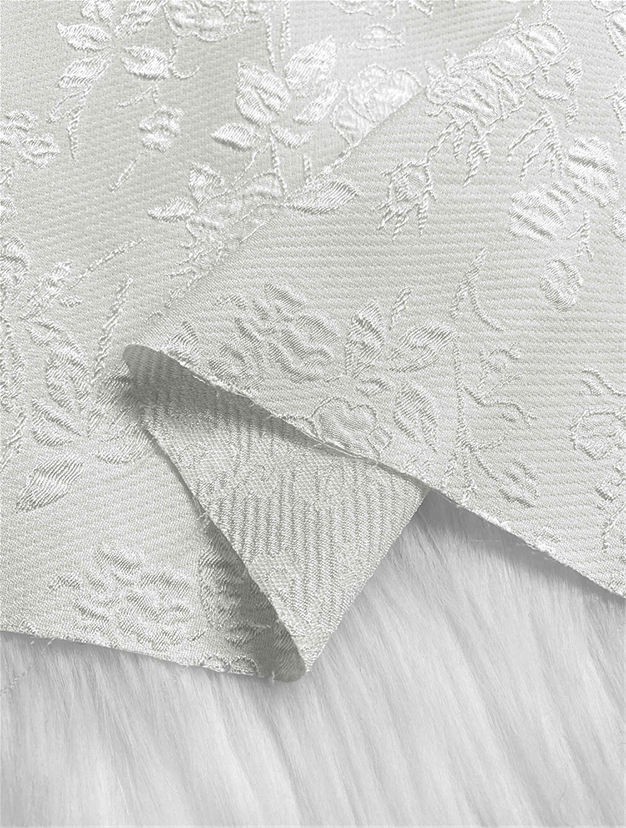 White Brocade Floral Embroidery Emboss Jacquard Antique Embossed ...