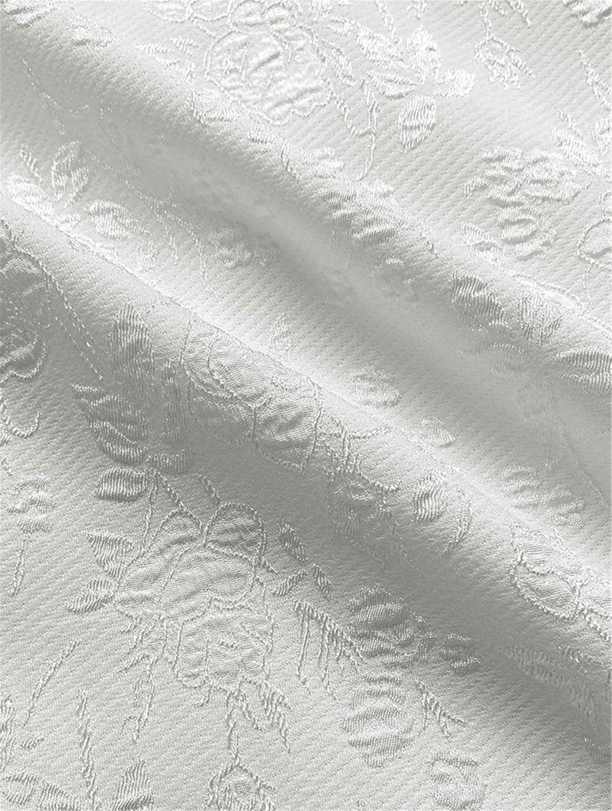 White Brocade Floral Embroidery Emboss Jacquard Antique Embossed ...