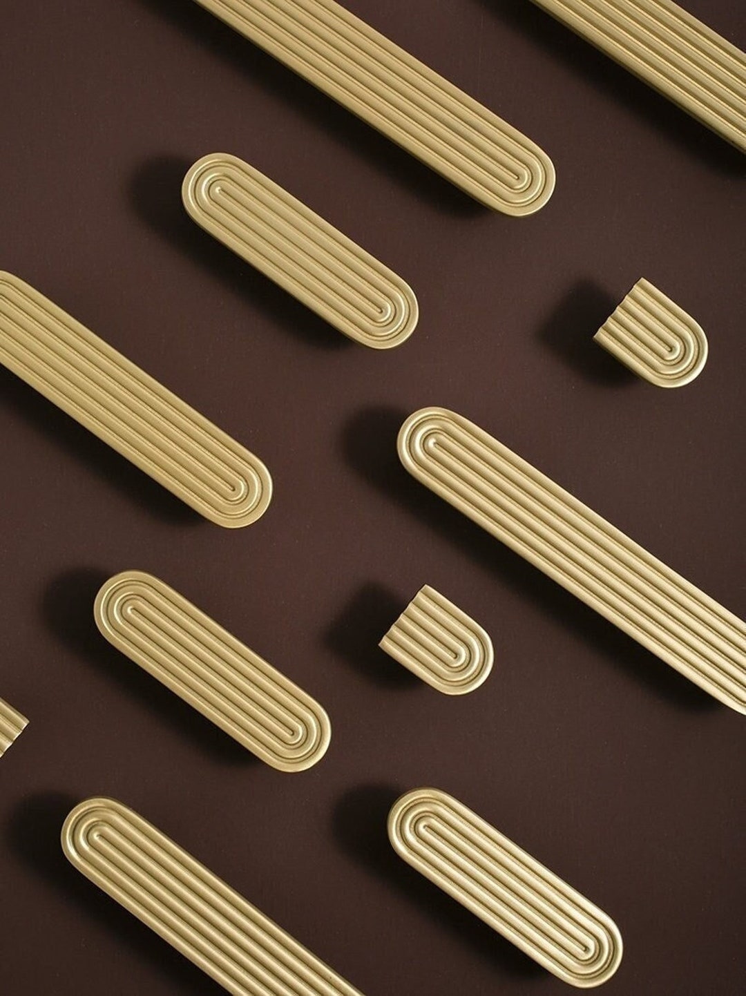 Boho Rainbow Brass Drawer Pulls Knobs, Matte Gold Dresser, Minimalist ...