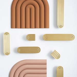 Boho Rainbow Brass Drawer Pulls Knobs, Matte Gold Dresser, Minimalist ...