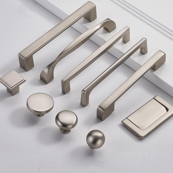 Brushed Nickel Cabinet Pulls - Etsy