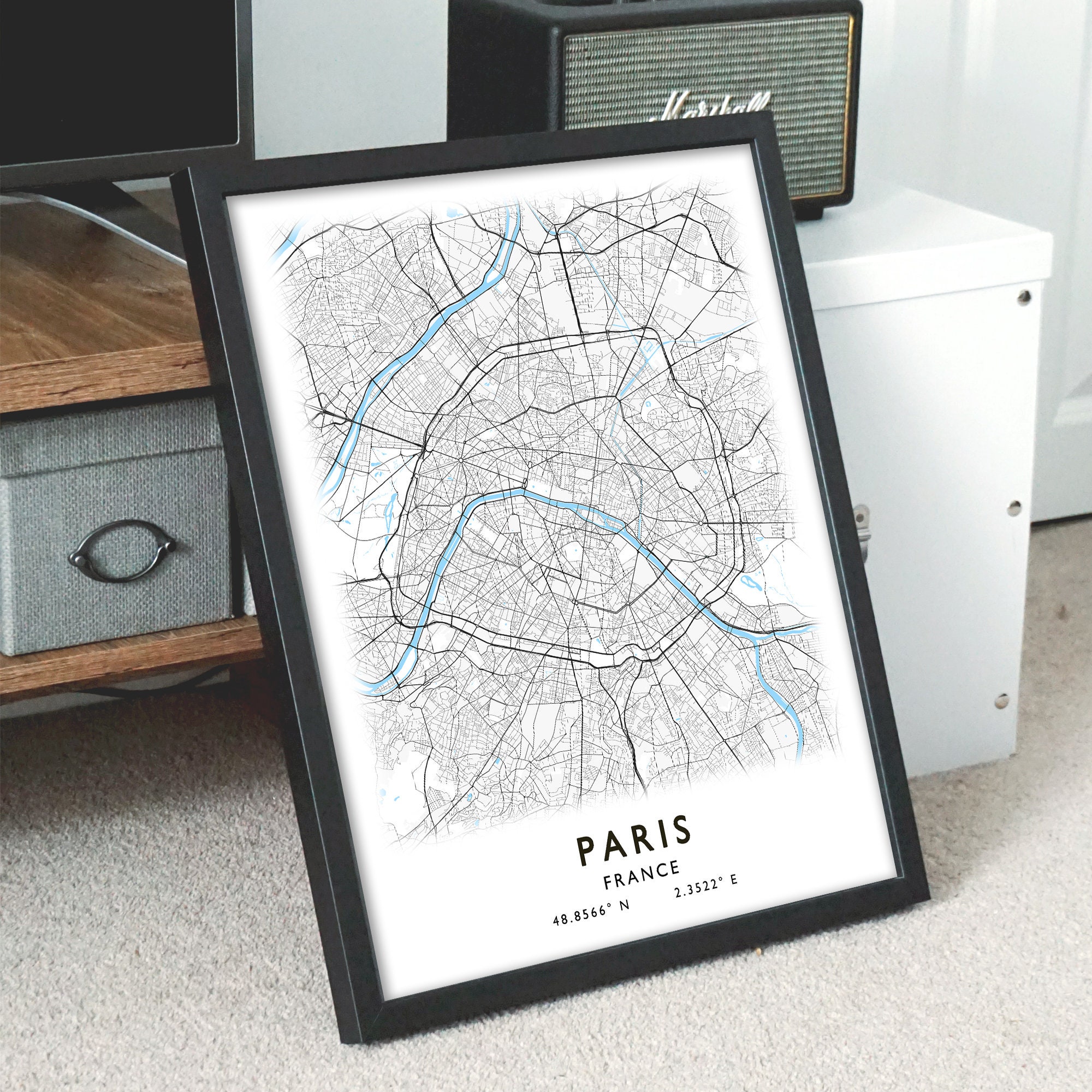 Paris France City Map Instant Download Map Prints Digital - Etsy