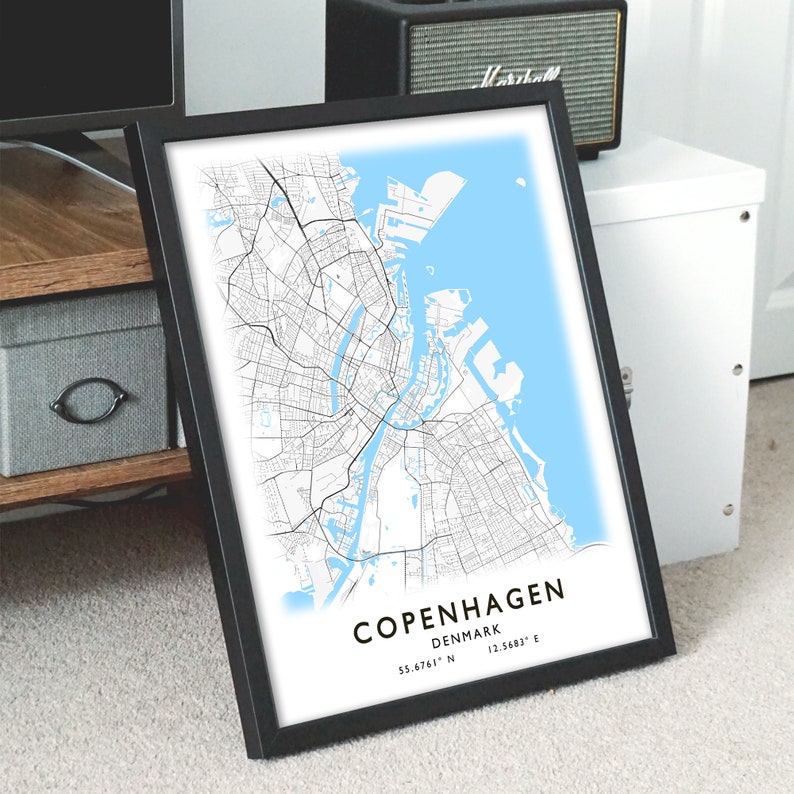 Copenhagen Denmark City Map Instant Download Map Prints - Etsy