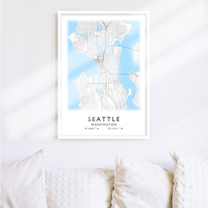 Seattle, Washington, City Map, Instant Download, Map Prints, Digital ...