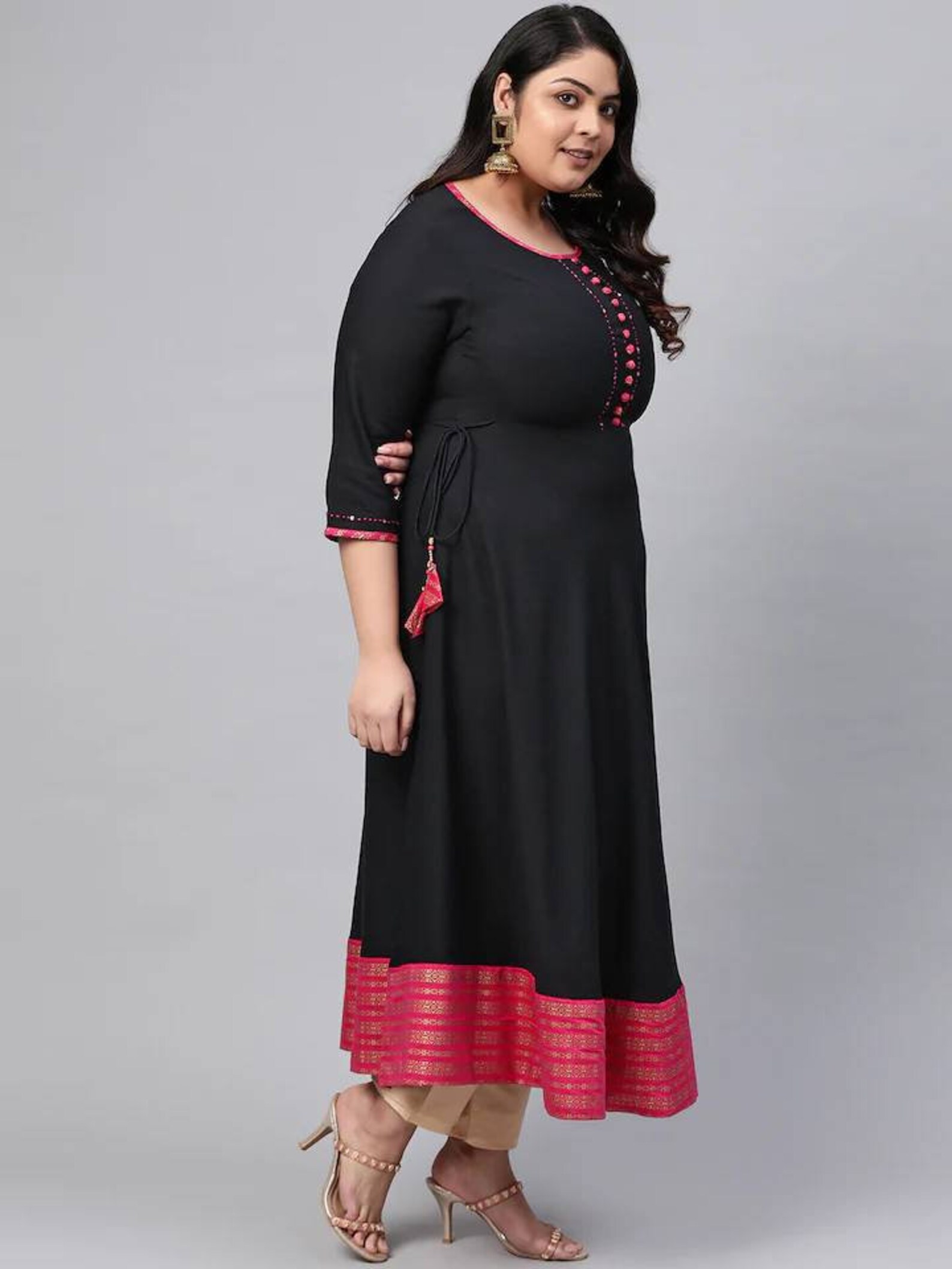 Plus Size Kurta Women Black Solid A-line Kurta for Women | Etsy