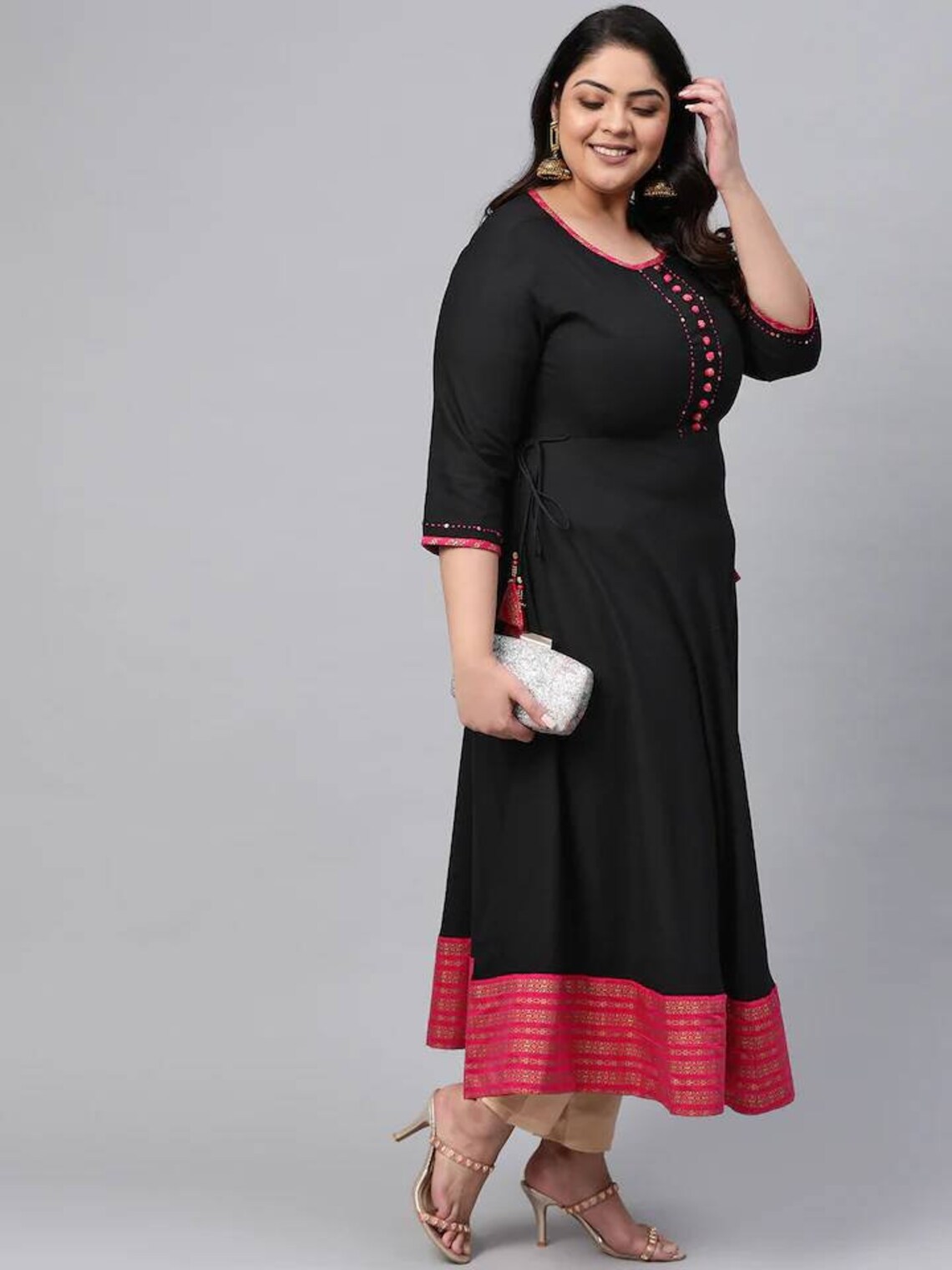 Plus Size Kurta Women Black Solid A-line Kurta for Women | Etsy
