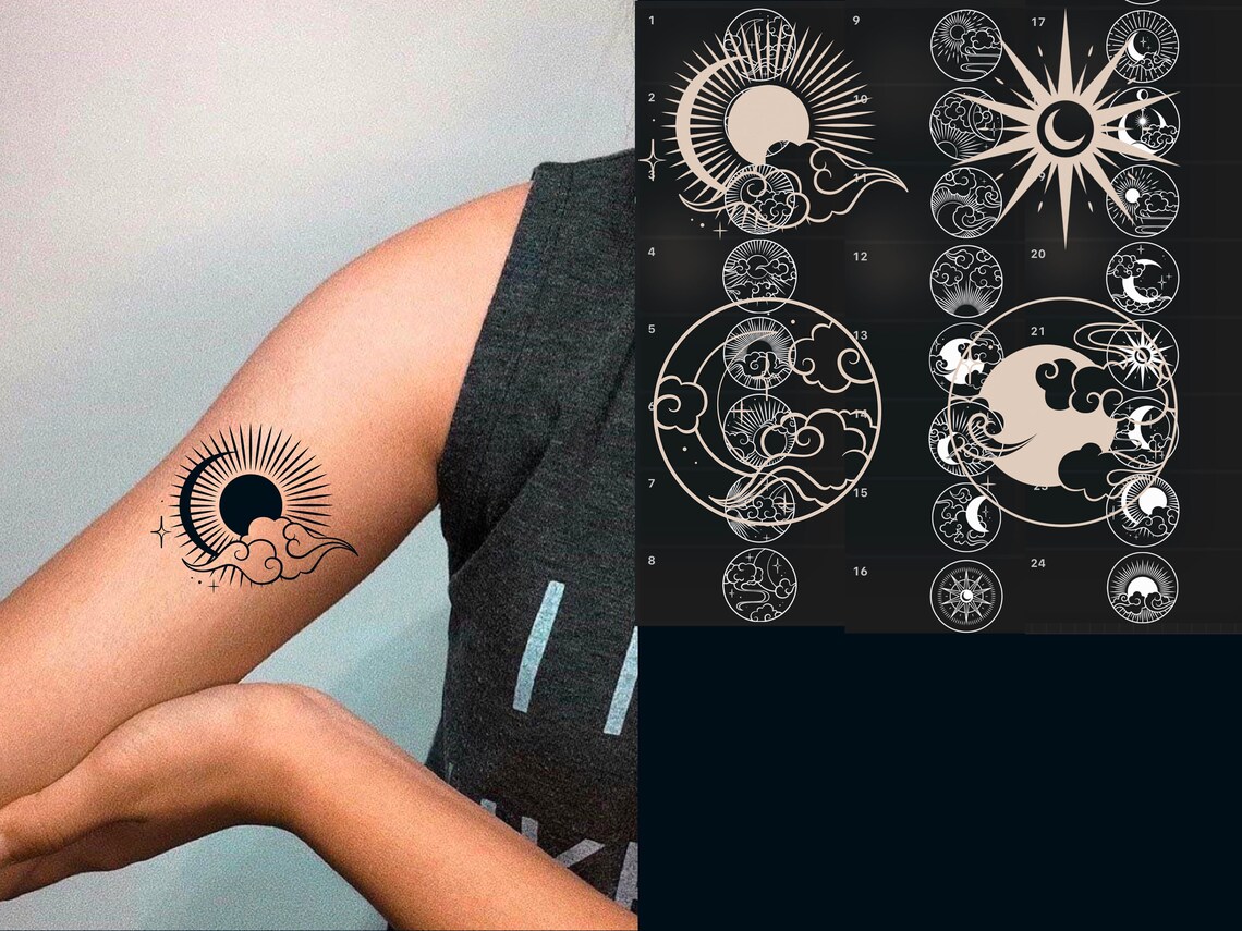 60+ Sun and Moon and Stars Stamps for Procreate - Stencil Tattoo ...