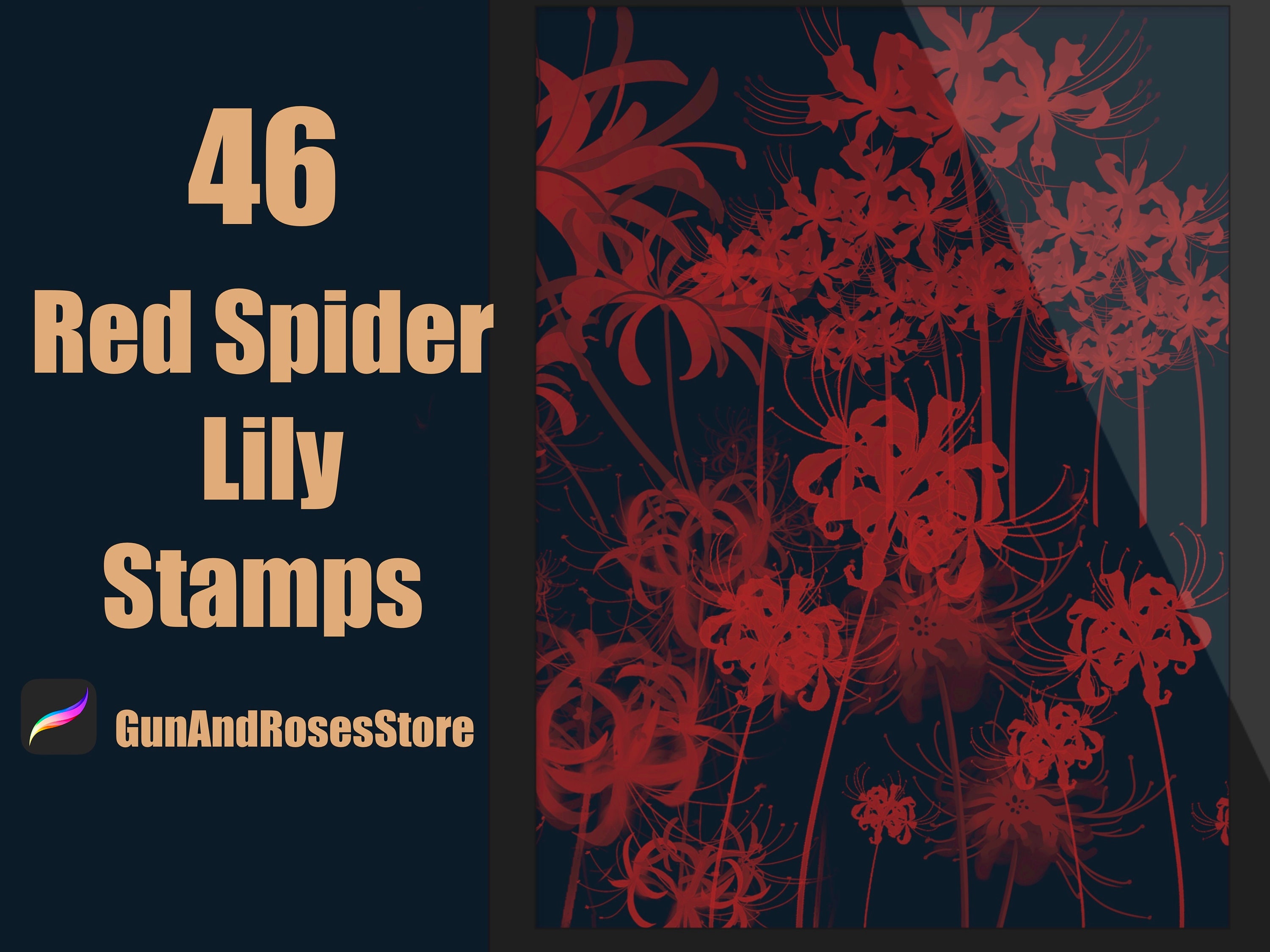 45 Red Spider Lily Stamps for Procreate - Procreate Brushes, Procreate ...