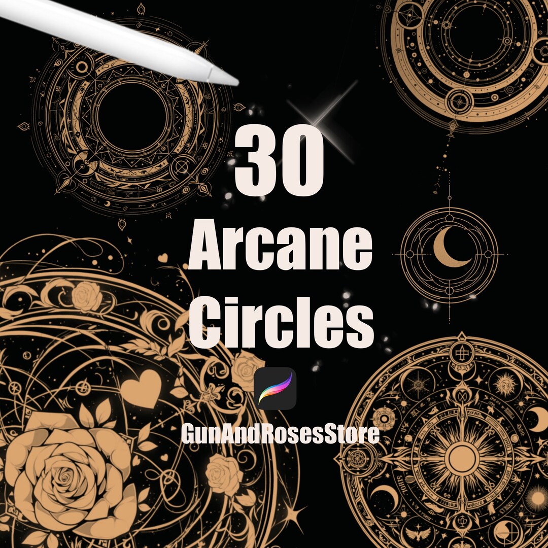 30 Arcane Circles for Procreate - Esoteric Universe Stamps, Magic Circles, Zodiac, Commercial ...