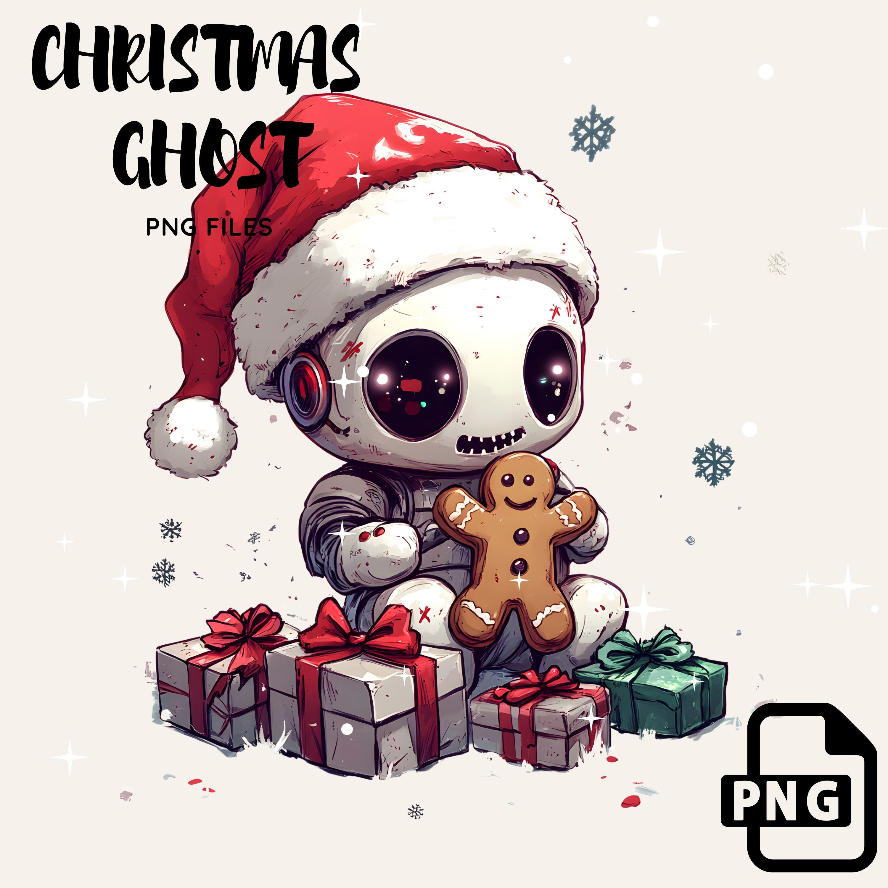 Christmas Ghost PNG Spooky Christmas Cyberpunk Cute Ghost PNG Retro ...