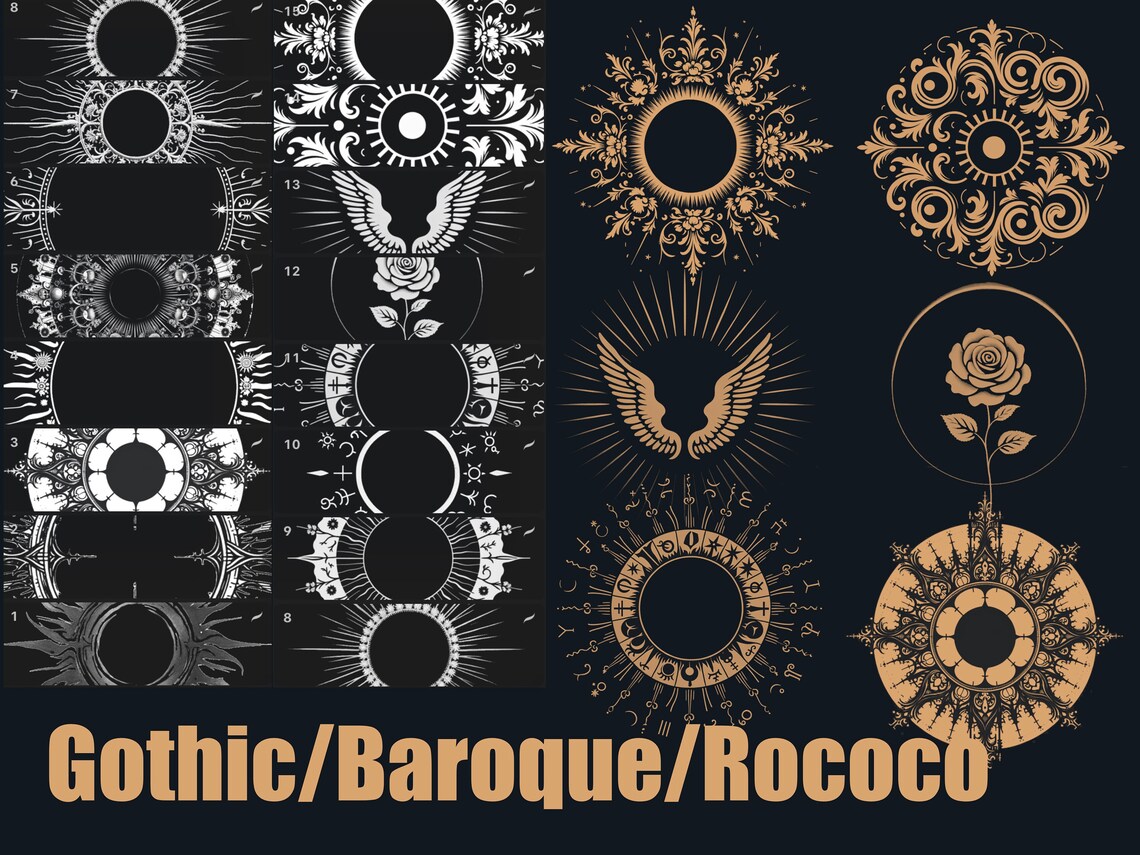 Sun Halo Stamps for Procreate: Gothic Rococo Baroque Brush Set - Etsy