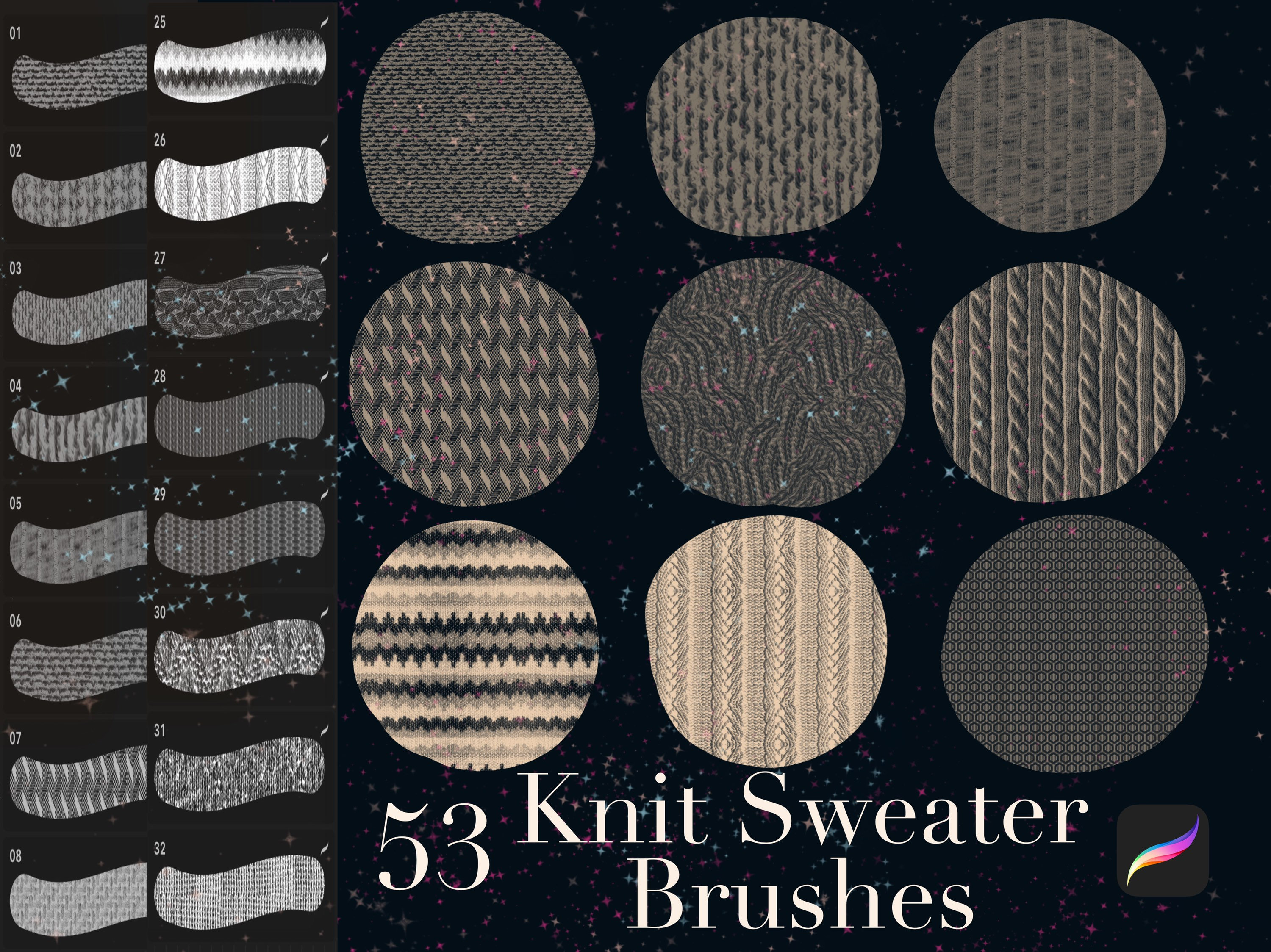 50+ Seamless Knit Fabric Texture Brushes for Procreate - Procreate Stamps, Procreate Stamps ...