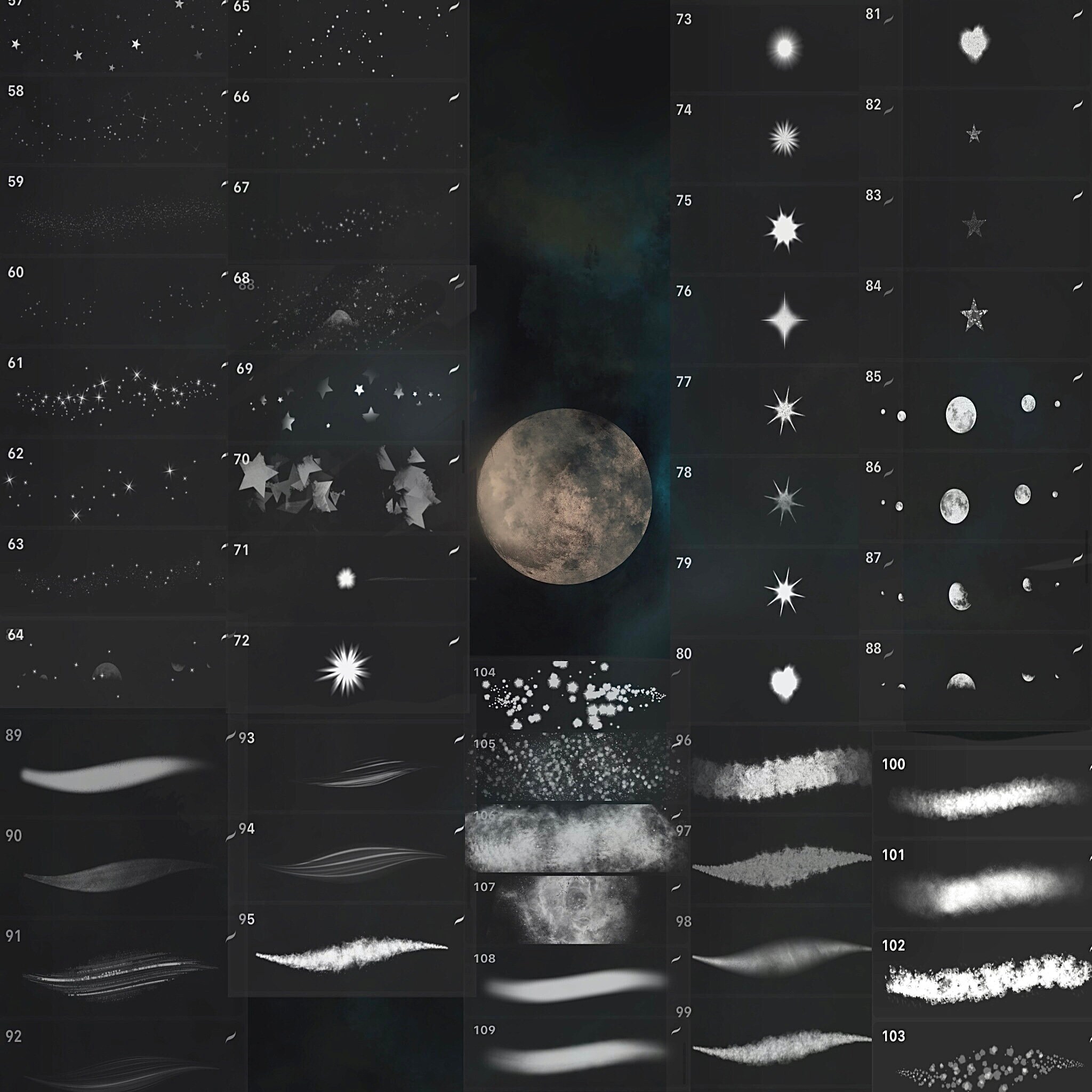 109 Space Brush Set for Procreate, Galaxy Elements Stamps, Star Stamps ...