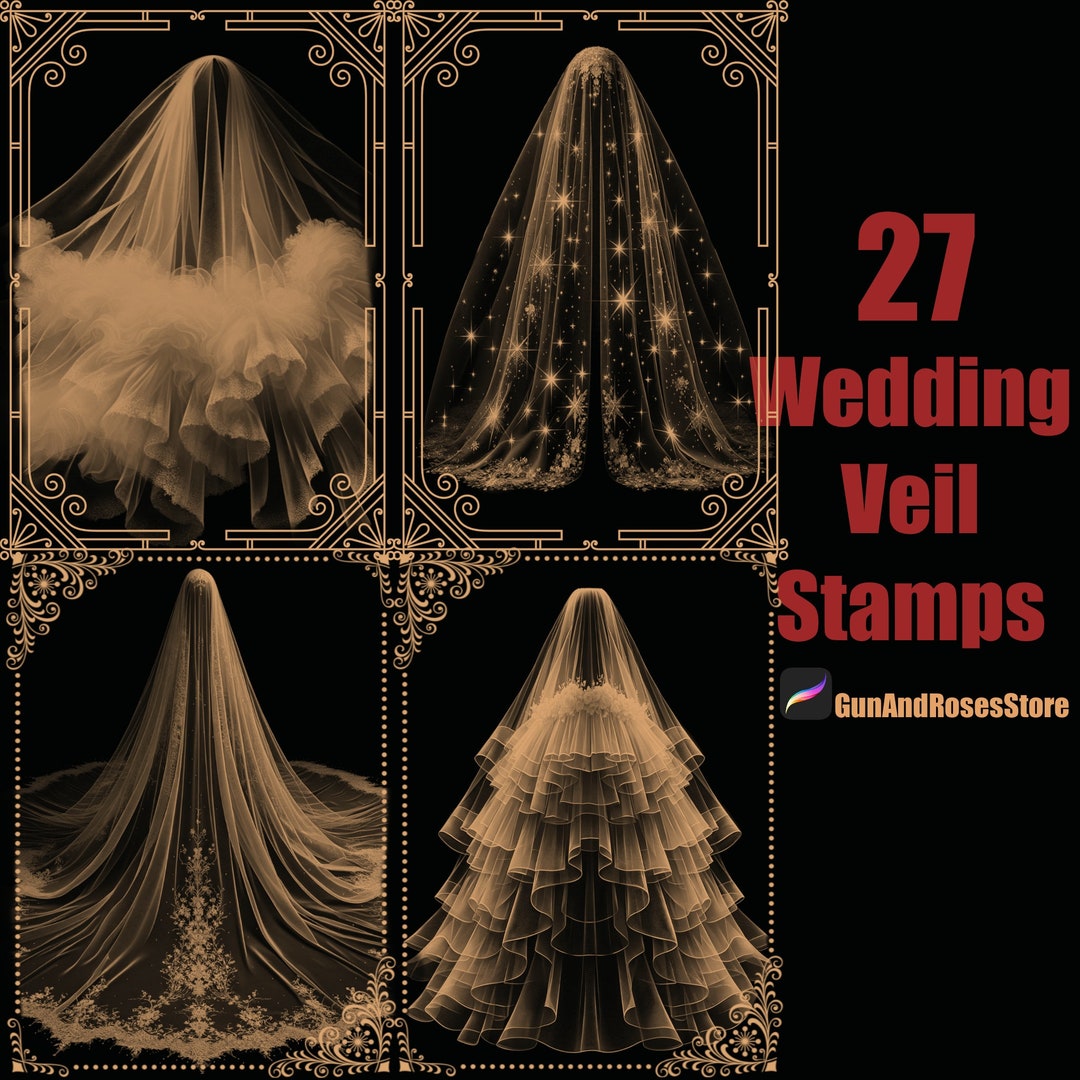 27 Wedding Veils Stamps for Procreate: Wedding Veil, Procreate Brush ...