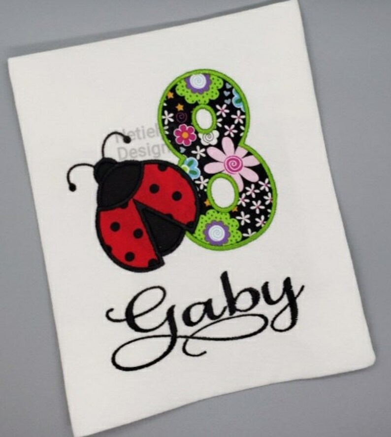 Ladybug 8 Year Old Birthday Shirt, Custom Design, Children, Machine ...