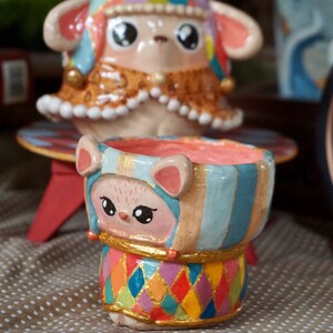 Cat Planter Pot Balloon, Circus Cat Handcrafted Pottery With Drainage ...