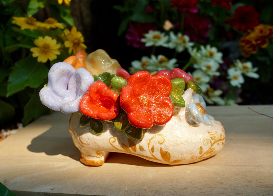 Flower Shoe Mini Planter, Shoe Plant Pot, Classic Shoe Pottery, Cute ...