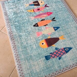 Modern Area Rugs Fish Pattern Kitchen Rug Decorative Hallway Carpet ...