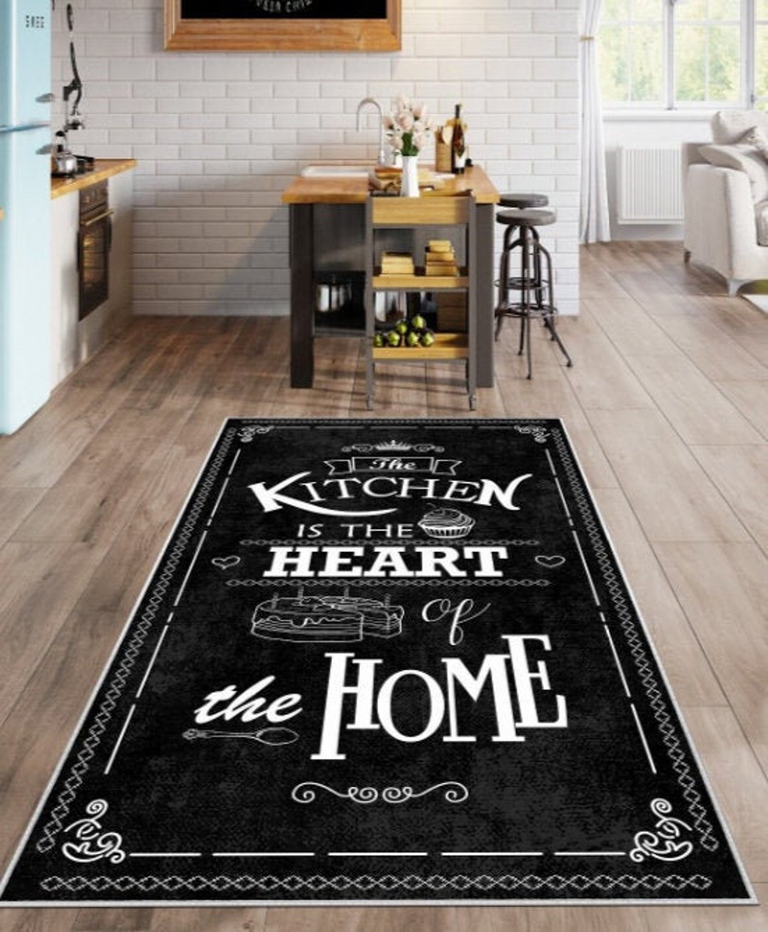 Machine Washable Non Slip Kitchen Rug Mat Decorative Kitchen Carpet ...