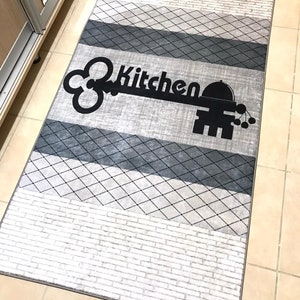 Kitchen Written Kitchen Carpet Key Pattern Decorative Mat Machine ...