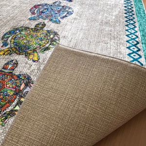 Turtle Pattern Kitchen Rug Machine Washable Kitchen Rug Non Slip ...