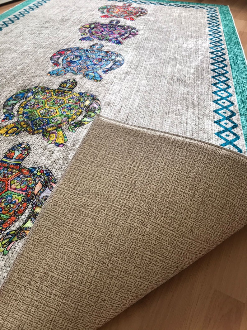 Turtle Pattern Kitchen Rug Machine Washable Kitchen Rug - Etsy