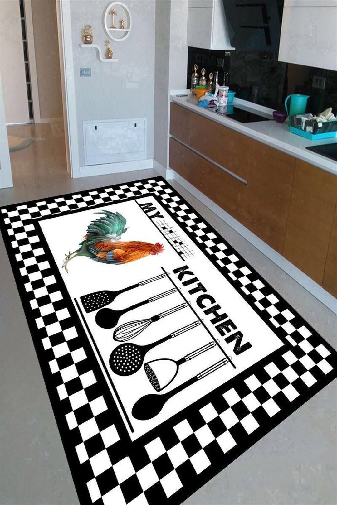 Chicken Kitchen Dining Room Runner Rug / Mat Non-skid Machine Washable ...