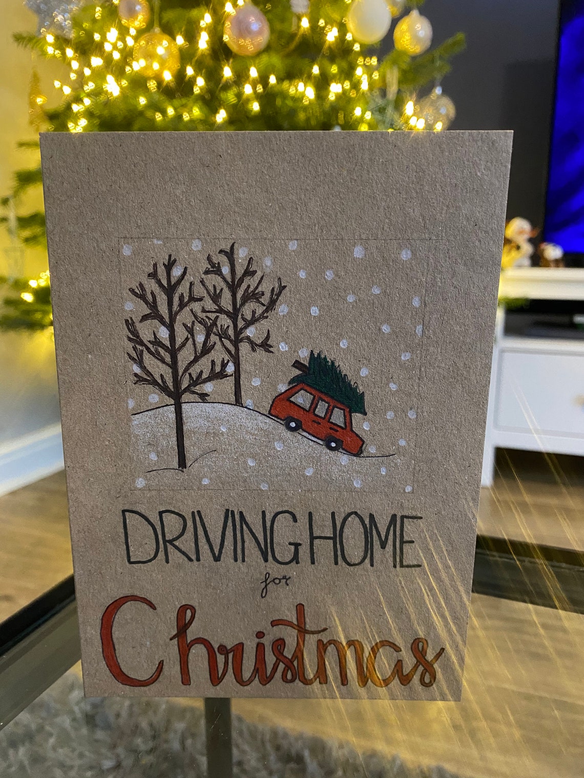 Driving Home for Christmas Card | Etsy