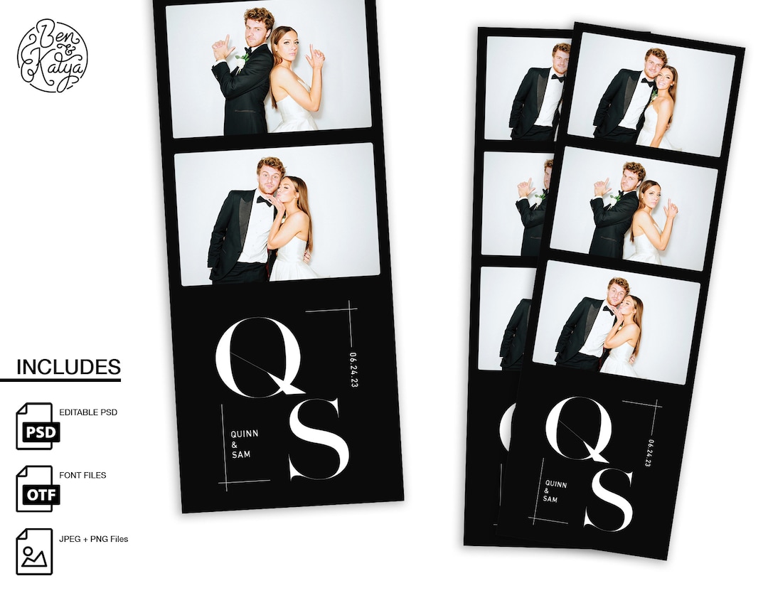 Monogram Photo Booth Template - 2x6 Wedding Photo Booth. Birthday Photo ...