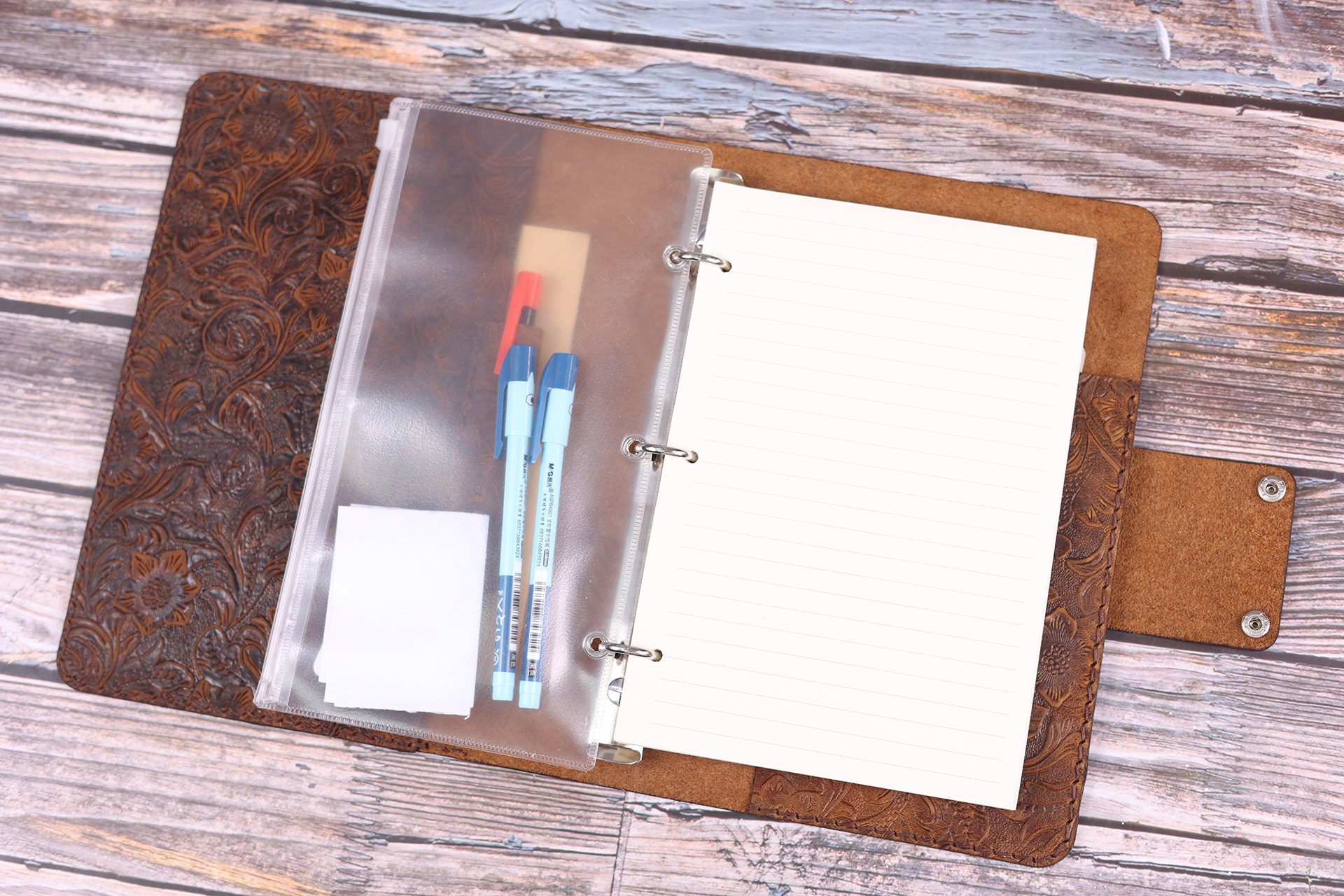 Leather Binder 3-ring, Fit 3 Hole 8.5 X 11 Refill Paper or A5 Paper ...