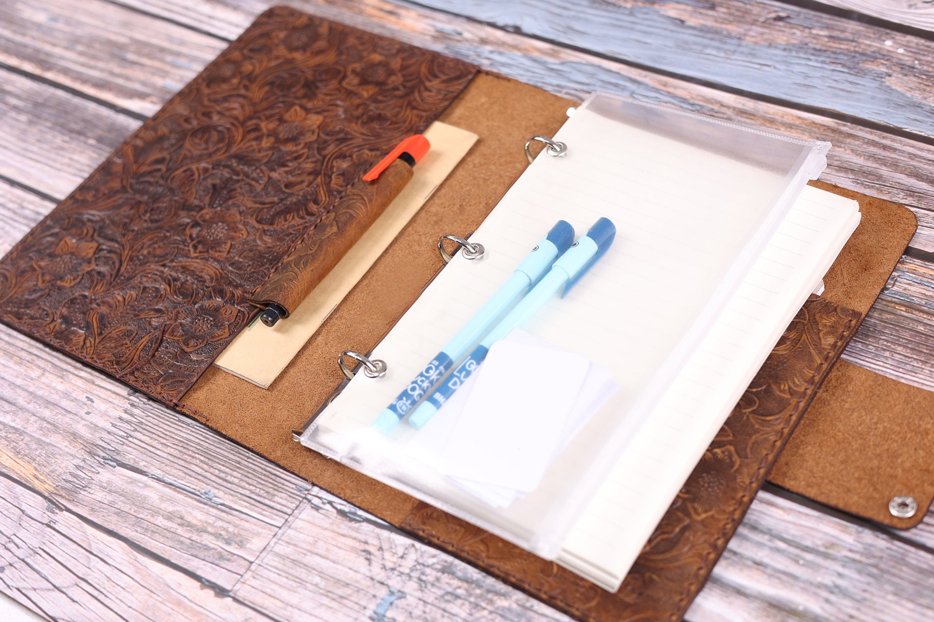 Leather Binder 3-ring, Fit 3 Hole 8.5 X 11 Refill Paper or A5 Paper ...