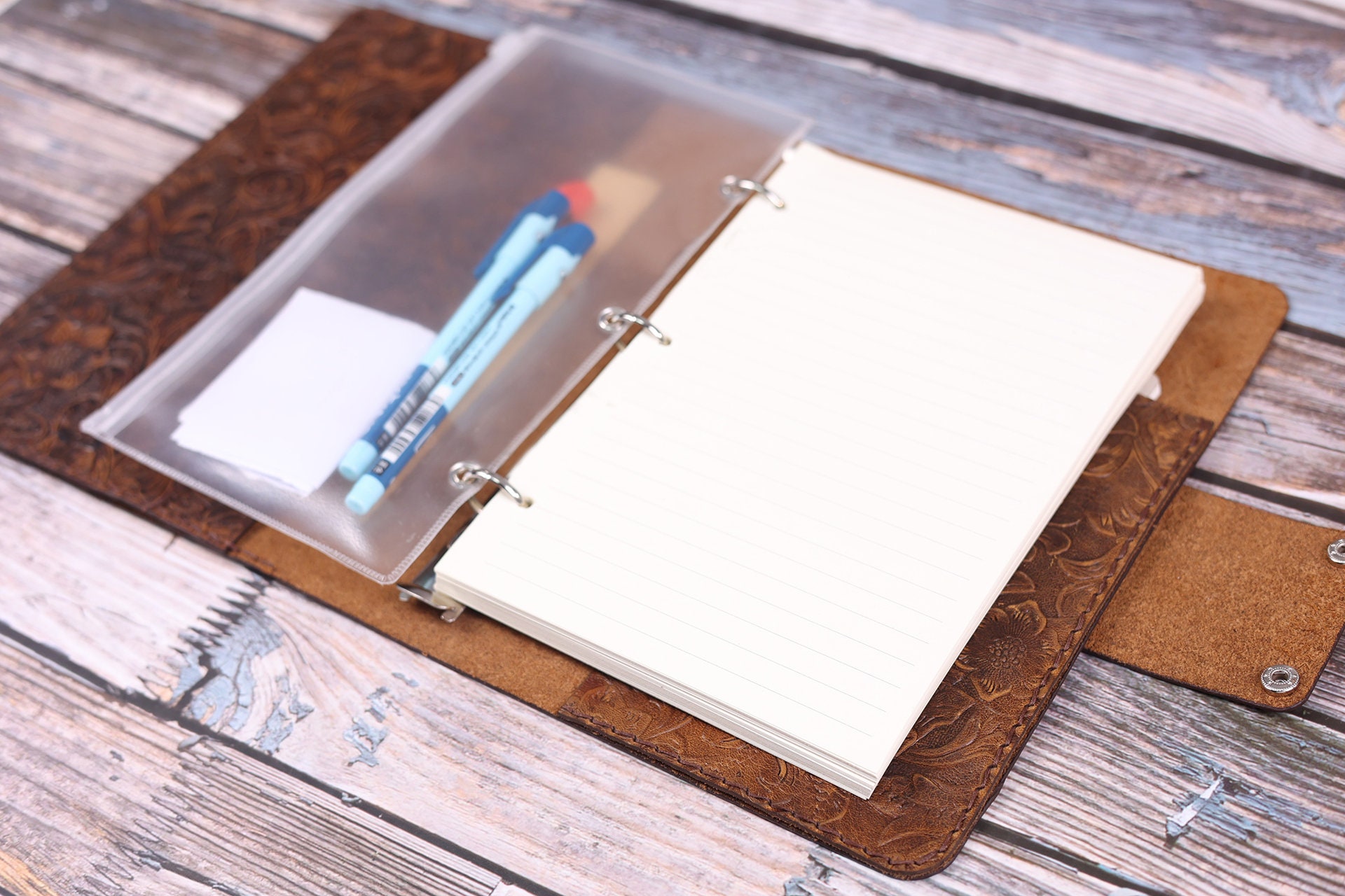 Leather Binder 3-ring, Fit 3 Hole 8.5 X 11 Refill Paper or A5 Paper ...