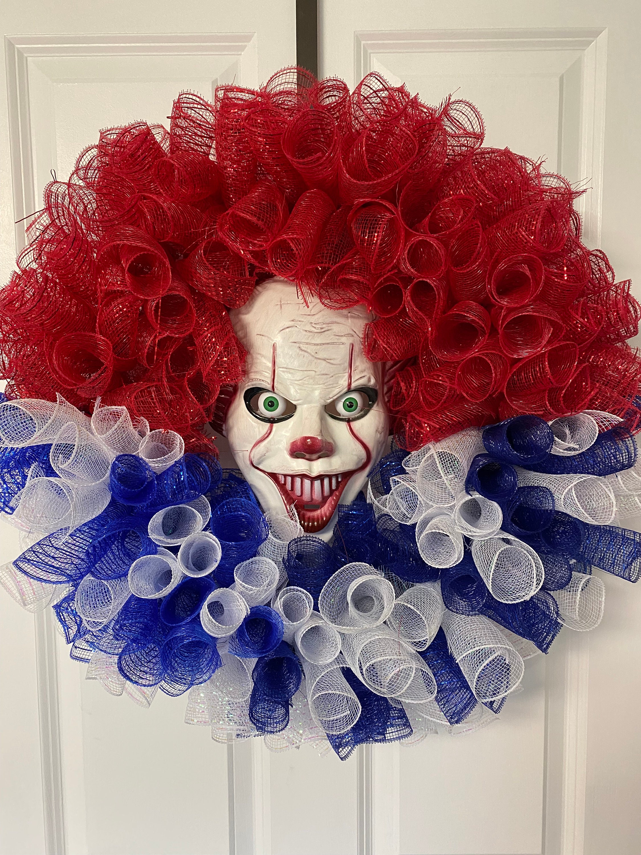 Pennywise Like Halloween Scary Clown Wreath Front Door Etsy