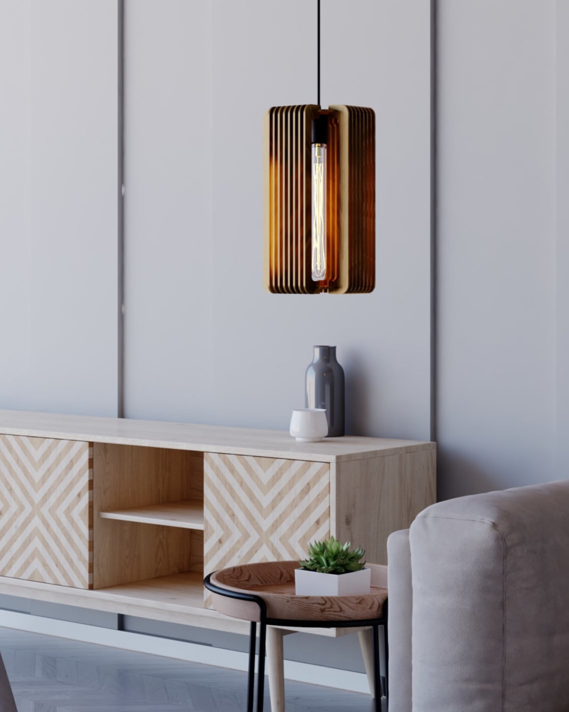 Wooden Pendant Lamp Wooden Pendant Light Modern Chandelier - Etsy