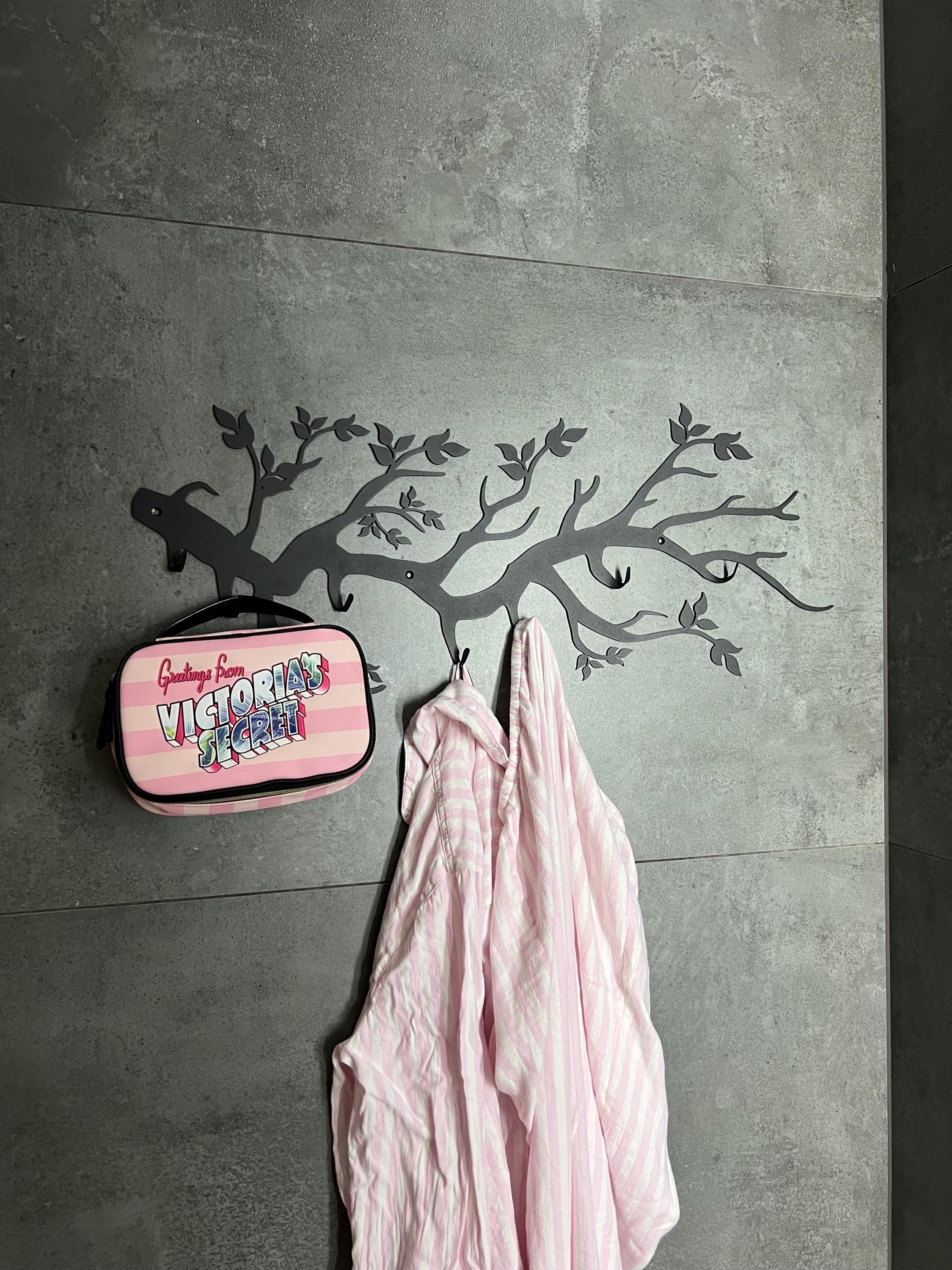 Tree Branches With Leaves Wall Mounted Metal Coat Rack | Wall Mount ...