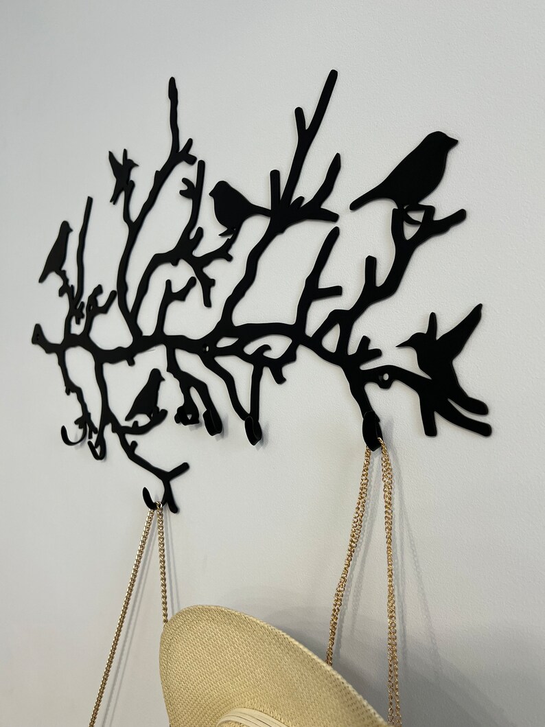 Birds on Tree Branches Wall Coat Rack, Branch Wall Hook, Hat Rack, Wall ...