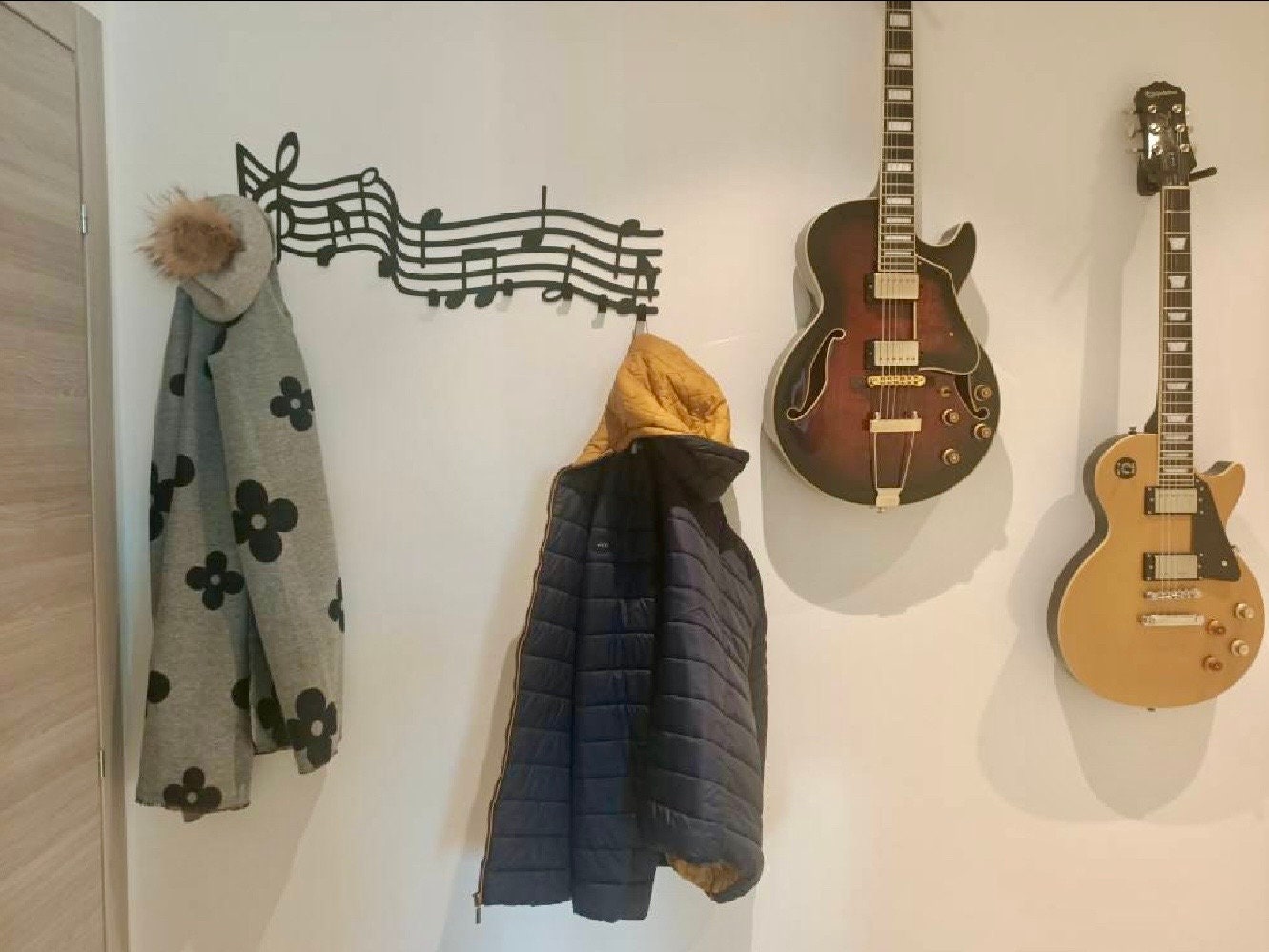 Music Notes Wall Mounted Coat Rack Metal Wall Music Art Wall Rack Hook ...