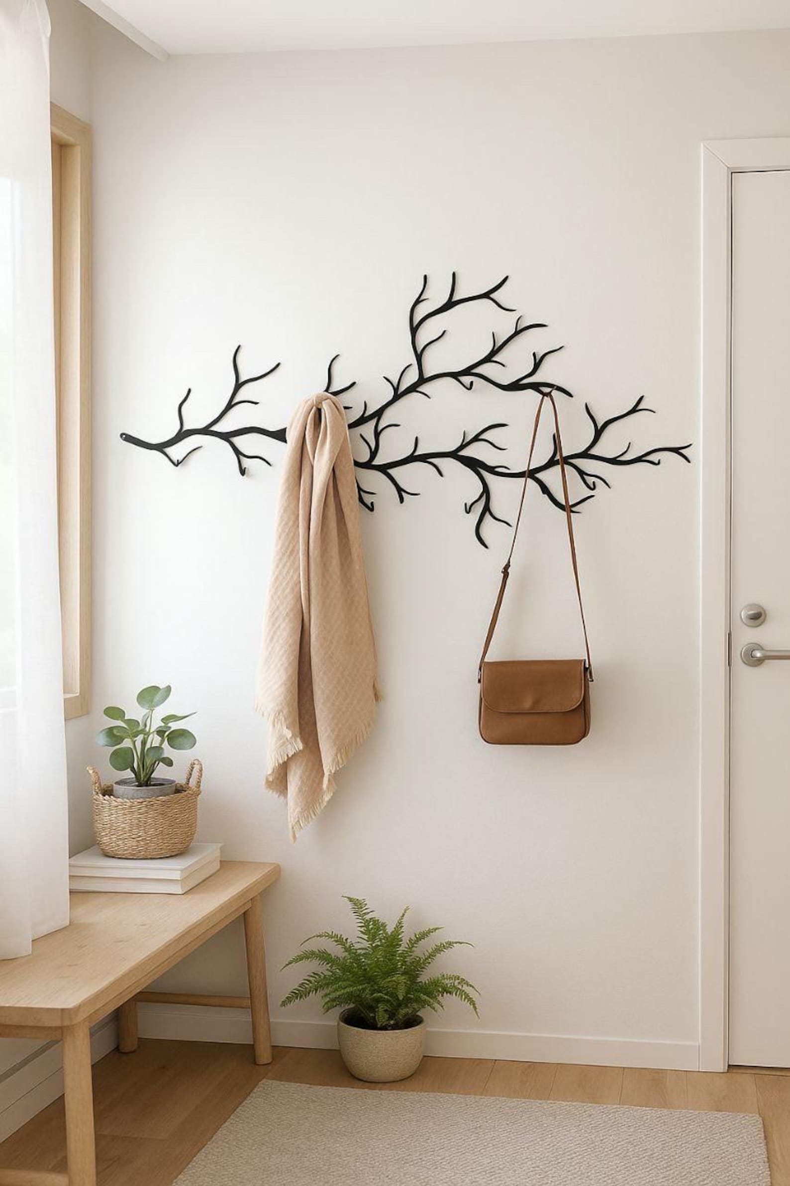 Large Tree Branch Wall Coat Rack - Metal Wall Mounted Entryway Hanger ...