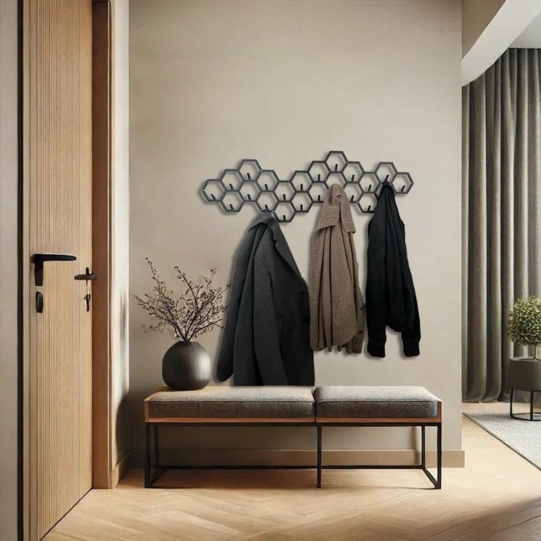 Extra Large Honeycomb Coat Rack Geometric Metal Wall Hanger ...