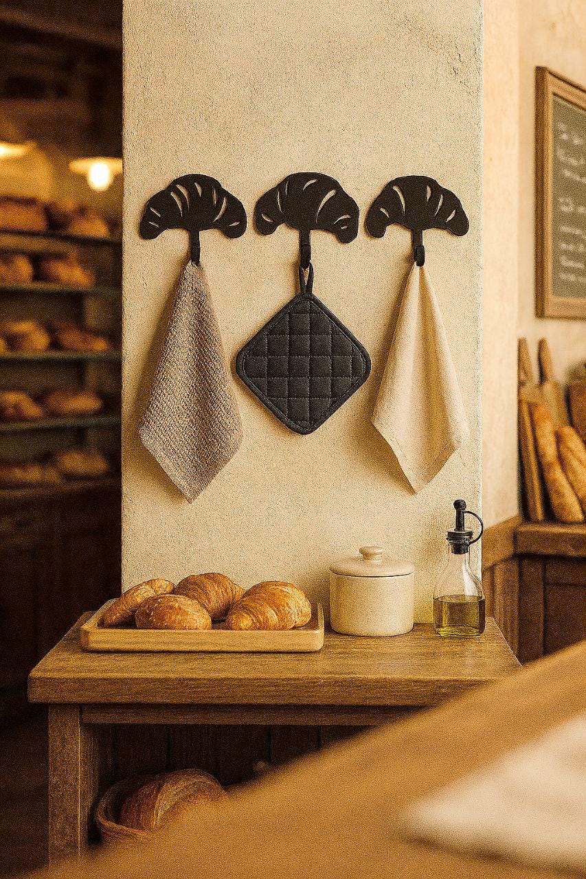 Set of 3 Croissant Wall Hook, Modern Kitchen Wall Decor, Kitchen Wall ...