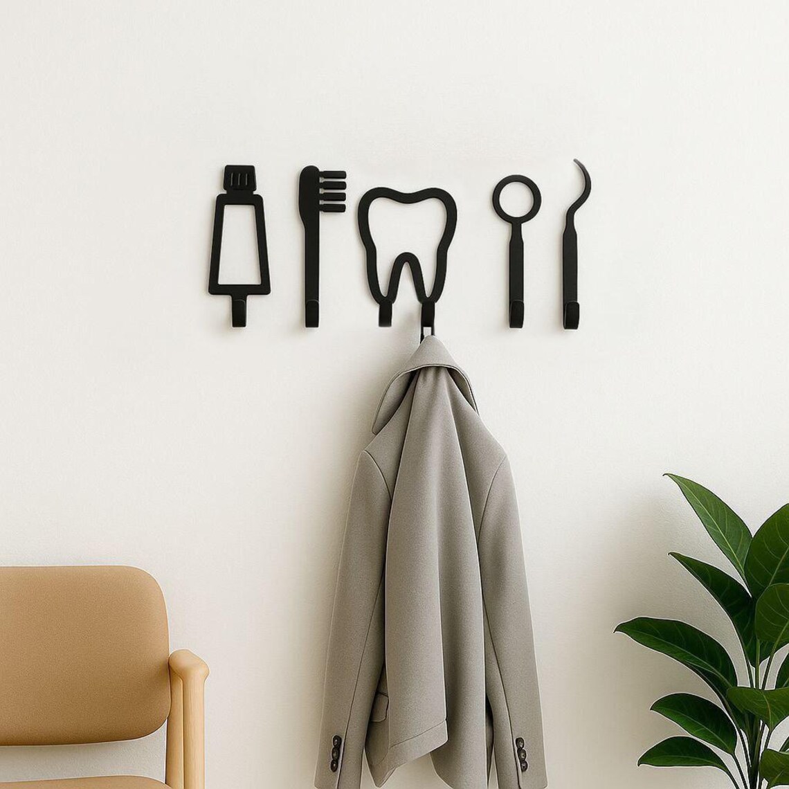 Dentist Coat Hooks Set of 5 Dental Wall Hooks Modern Dental Office ...