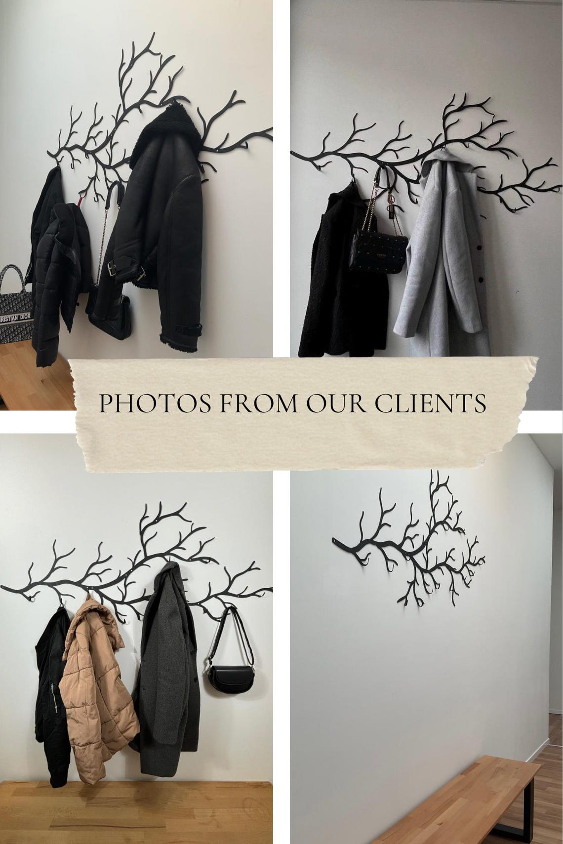 Large Tree Branch Wall Coat Rack - Metal Wall Mounted Entryway Hanger ...