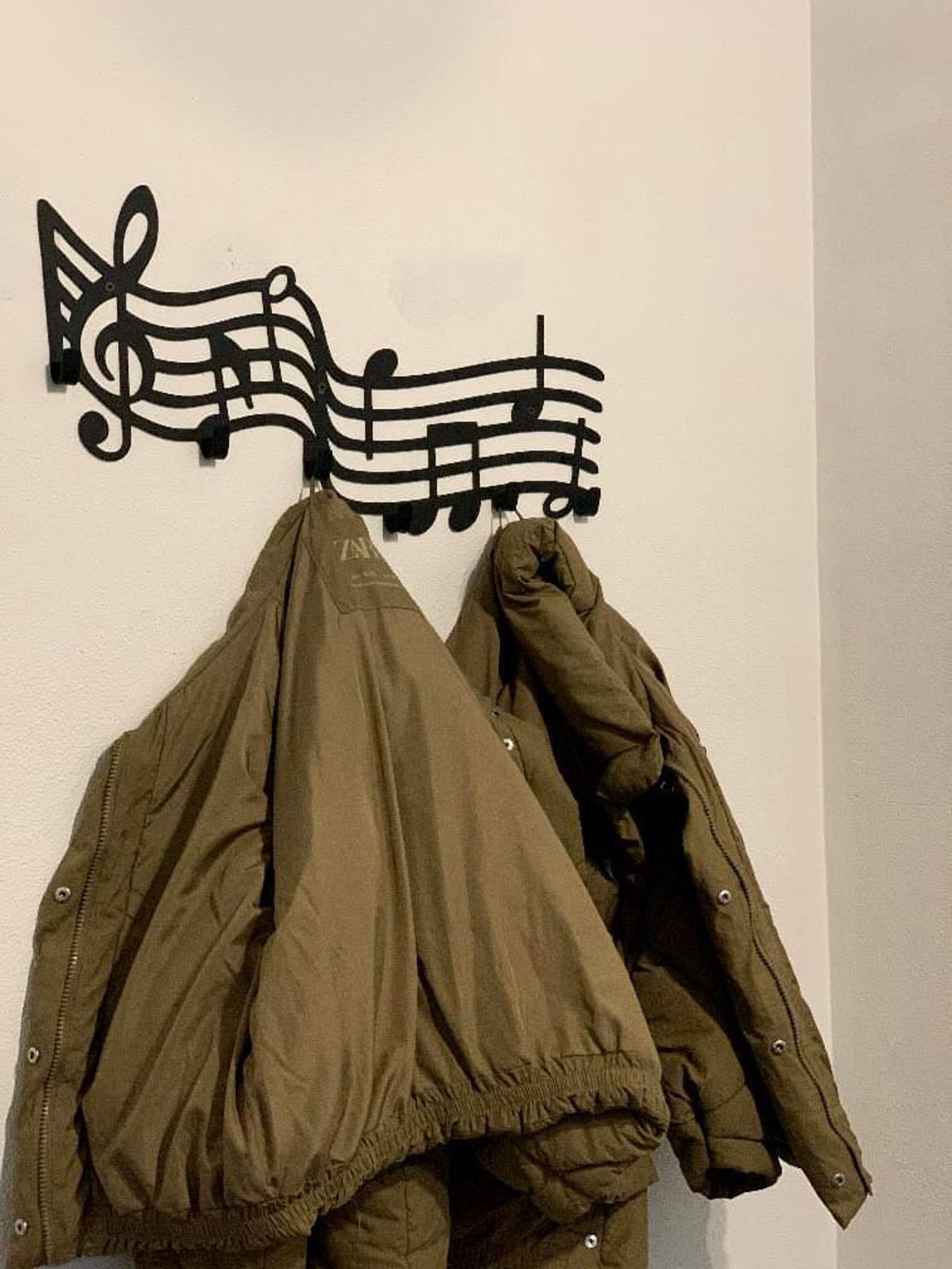 Music Notes Wall Mounted Coat Rack Metal Wall Music Art Wall Rack Hook ...