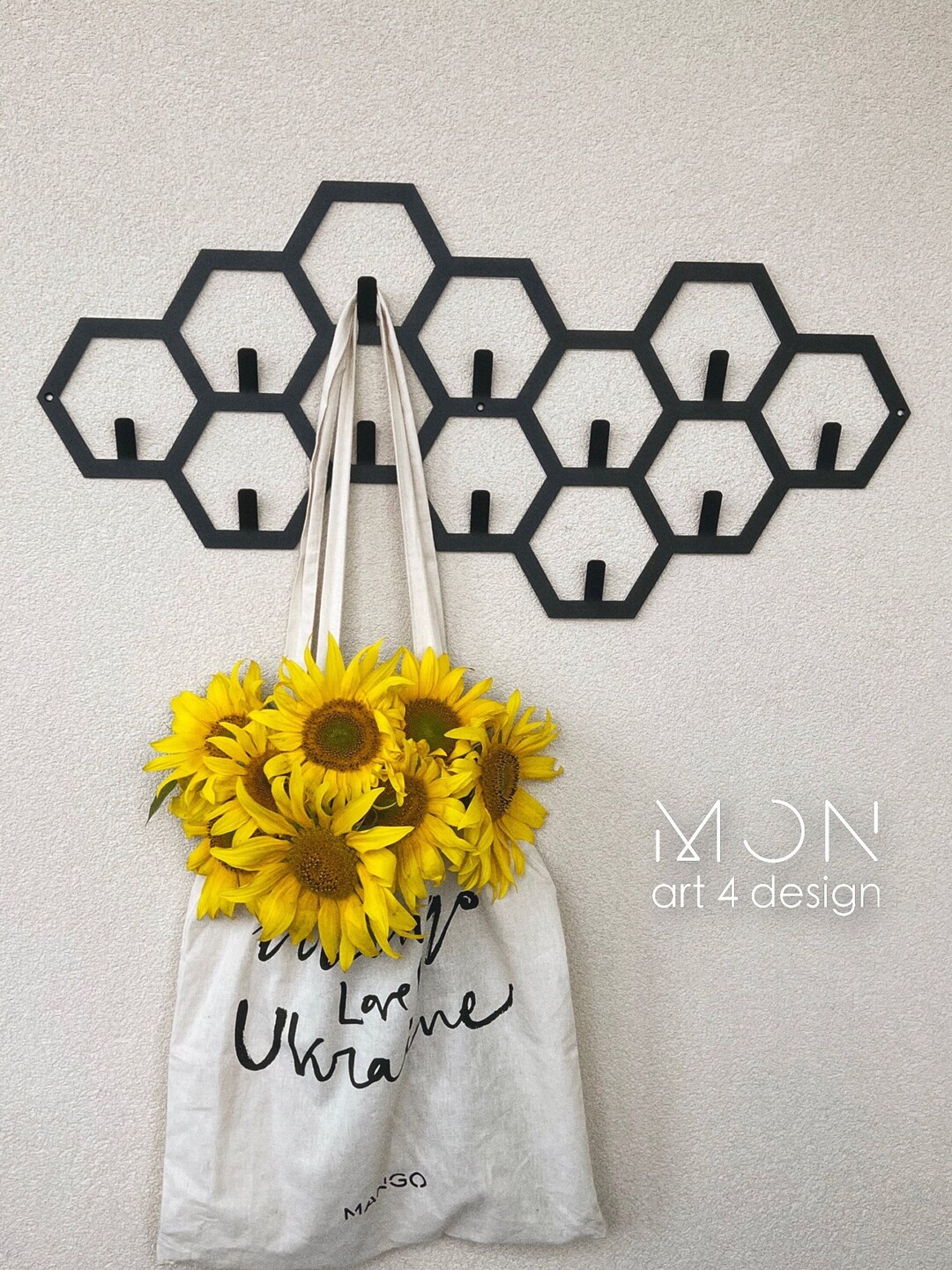 Hexagon Wall Mounted Coat Rack Modern Wall Clothes Rack Geometric Wall ...
