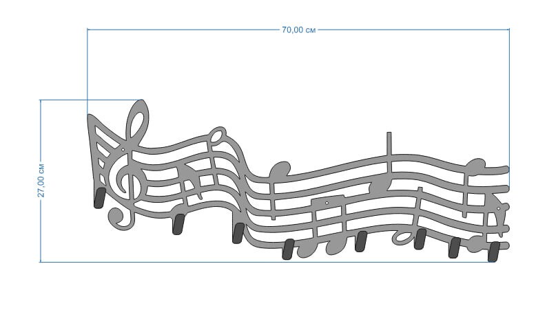 Music Notes Wall Mounted Coat Rack Metal Wall Music Art Wall Rack Hook ...