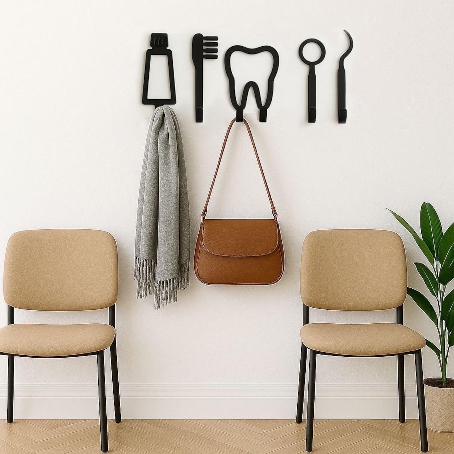Dentist Coat Hooks Set of 5 Dental Wall Hooks Modern Dental Office ...